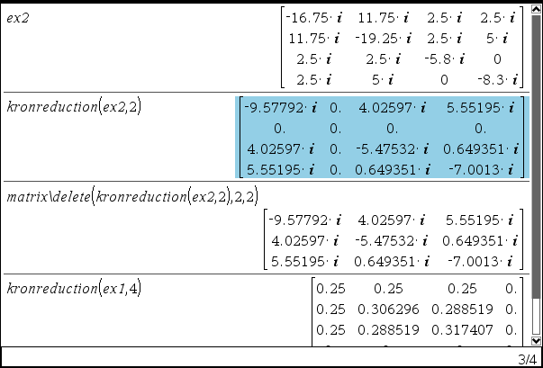[TI-nspire] Kron Reduction, Node Elimination 프로그램